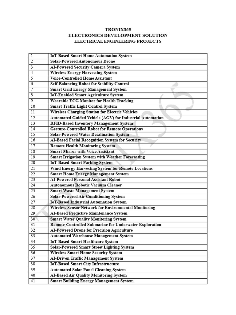 Electrical Engineering Projects | PDF