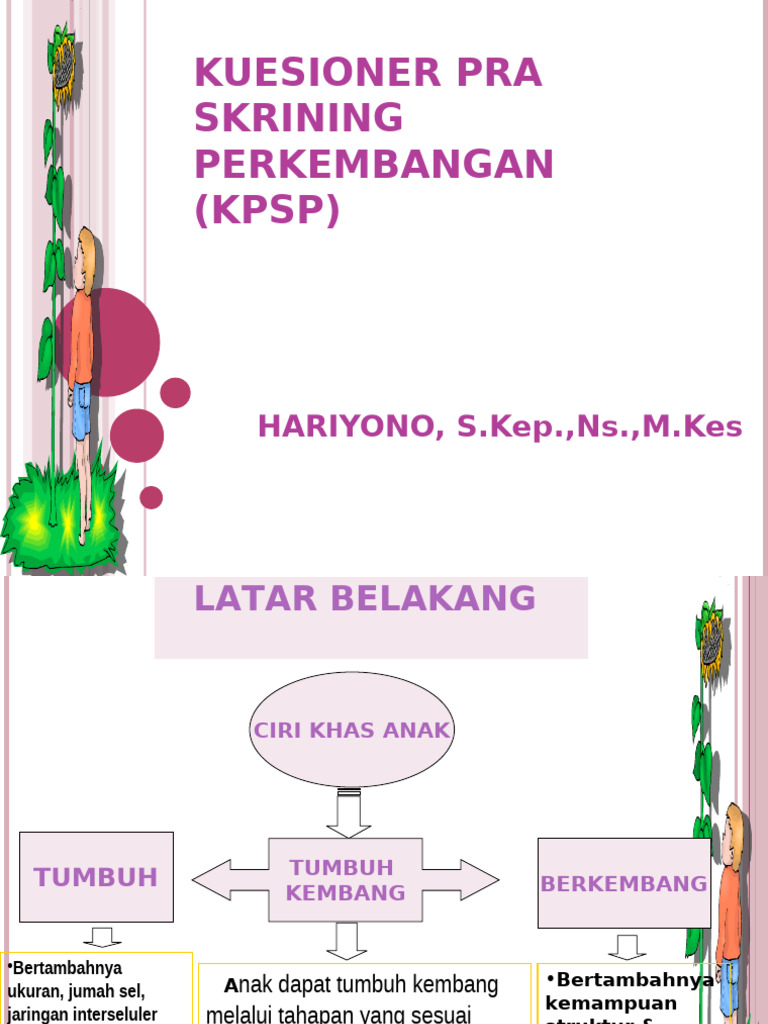 Kuesioner Pra Skrining Perkembangan (KPSP) | PDF | Kesehatan Holistik | Pengembangan Diri
