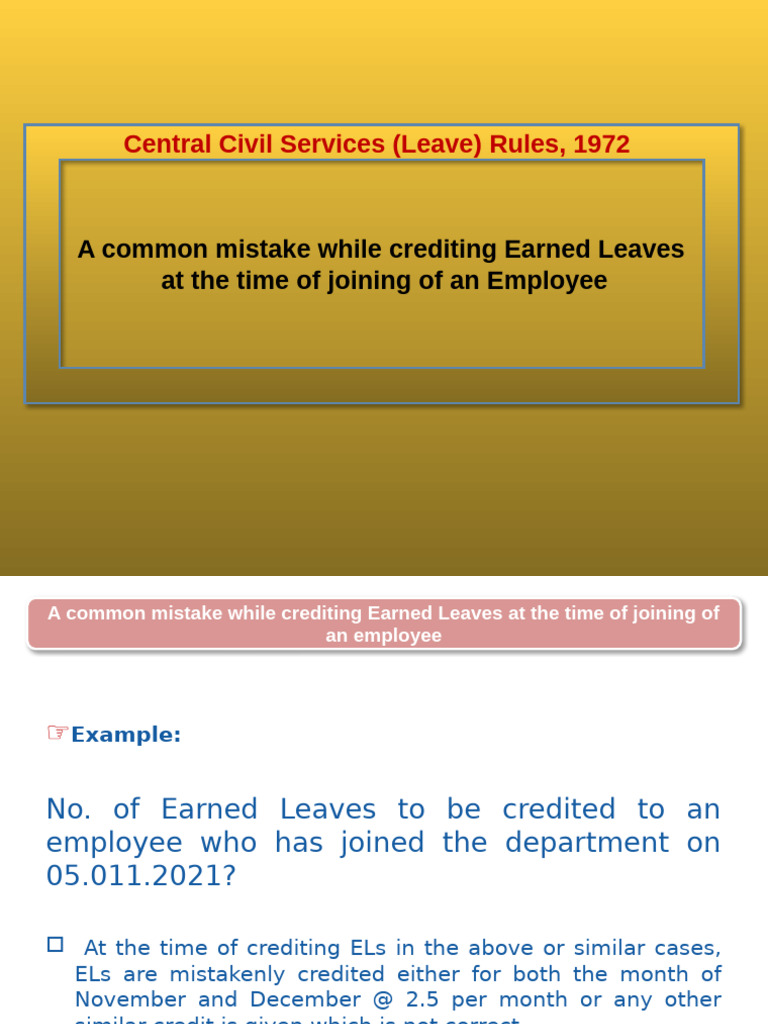Common Mistake While Crediting EL on Joining | PDF