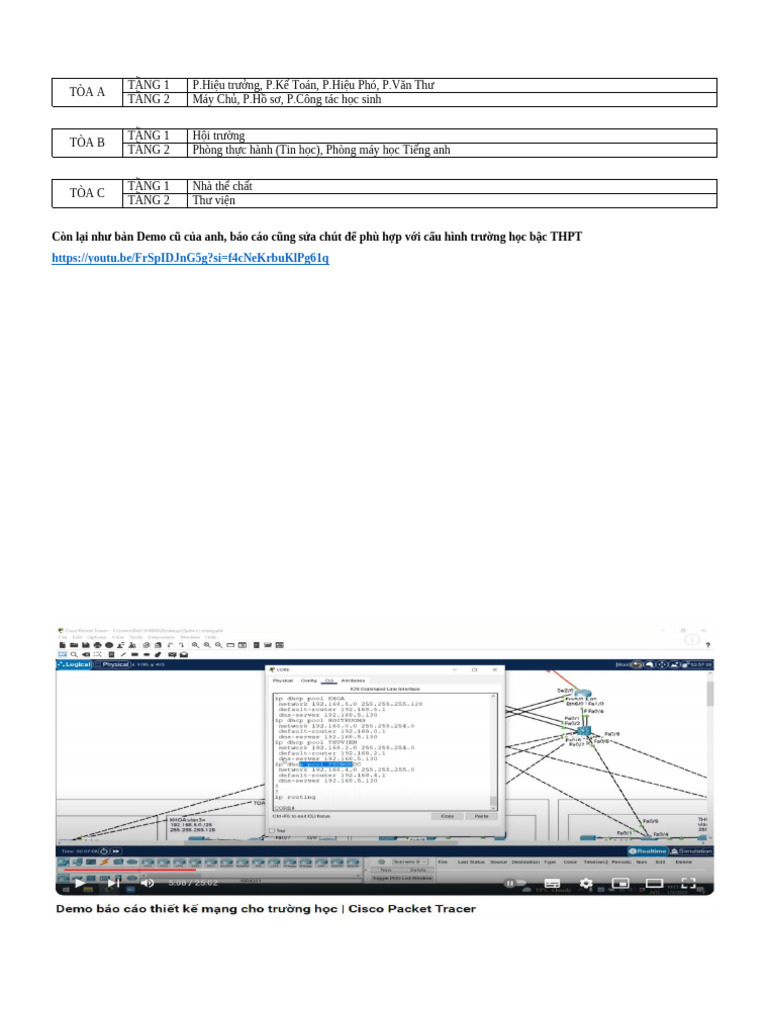 Yêu cầu đề tài cấu hình mạng trường THPT | PDF