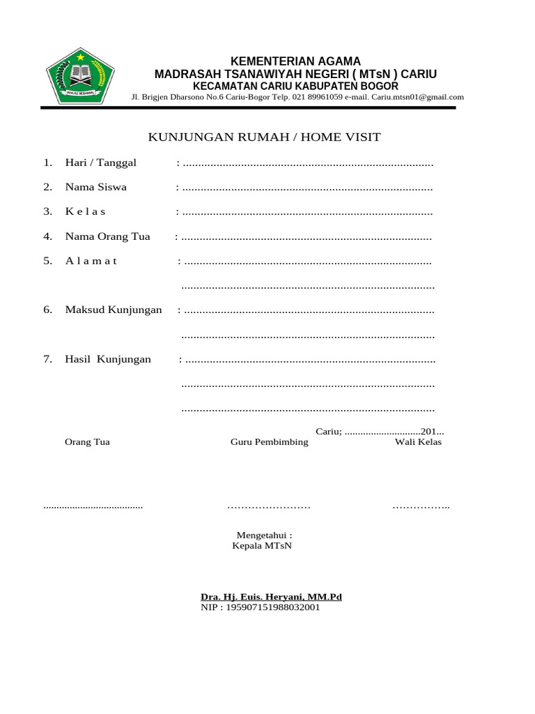 Form Home Visit | PDF