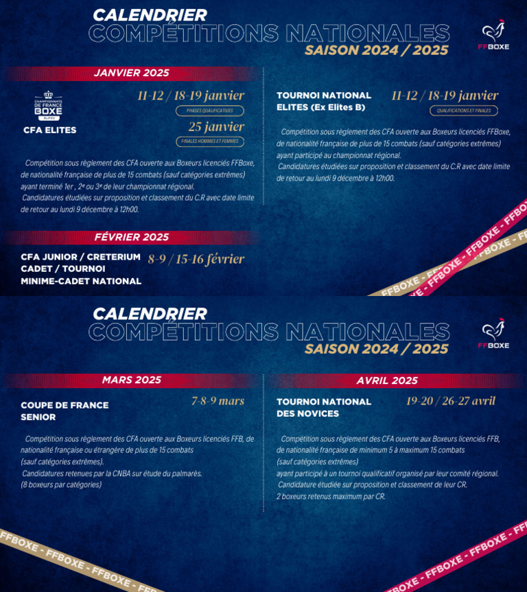 Calendrier Competitions Nationales 2024 2025 1 | PDF