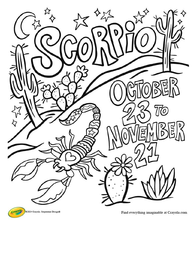 Scorpio Zodiac - Astrology Coloring Page For Kids | PDF