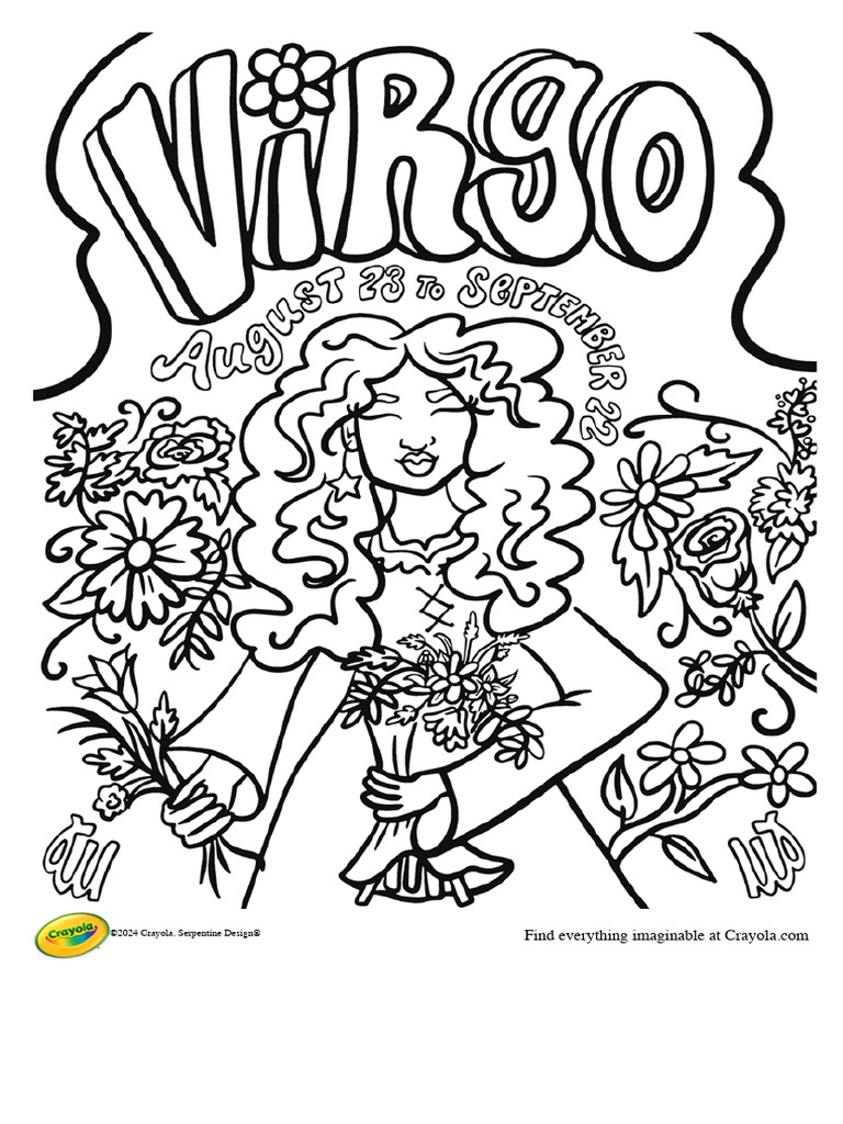 Virgo Zodiac - Astrology Coloring Page For Kids | PDF