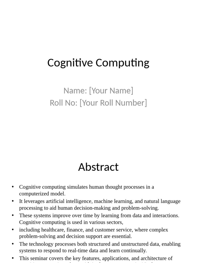 Cognitive Computing Seminar | PDF