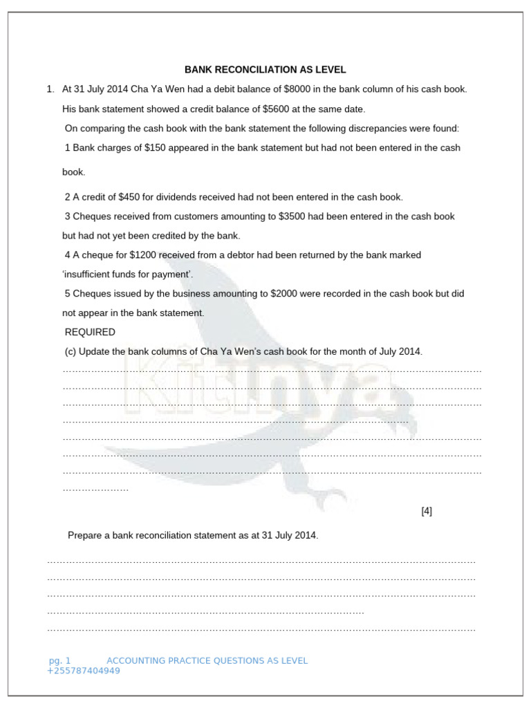 Bank Reconciliation As Level | PDF