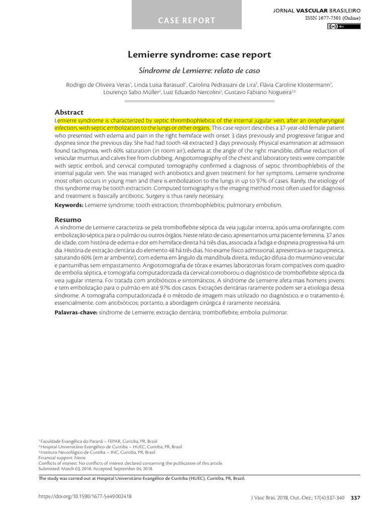 Lemierre Syndrome Case Report | PDF