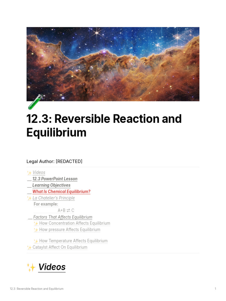 Reversible Reactions and Equilibrium | PDF