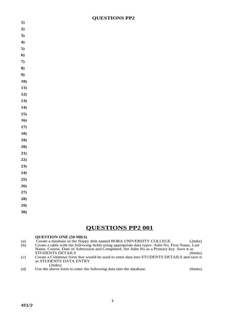 Pmis Questions and Answers (Pp2) | PDF