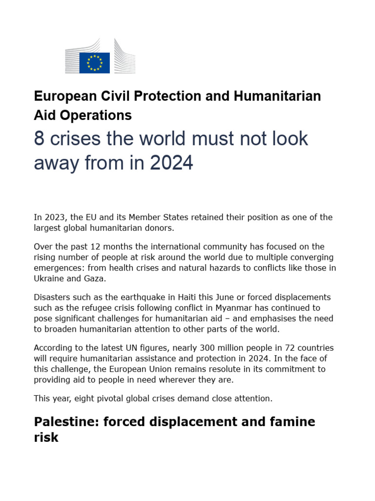 8 Crises The World Must Not Look Away From in 2024 - European ...