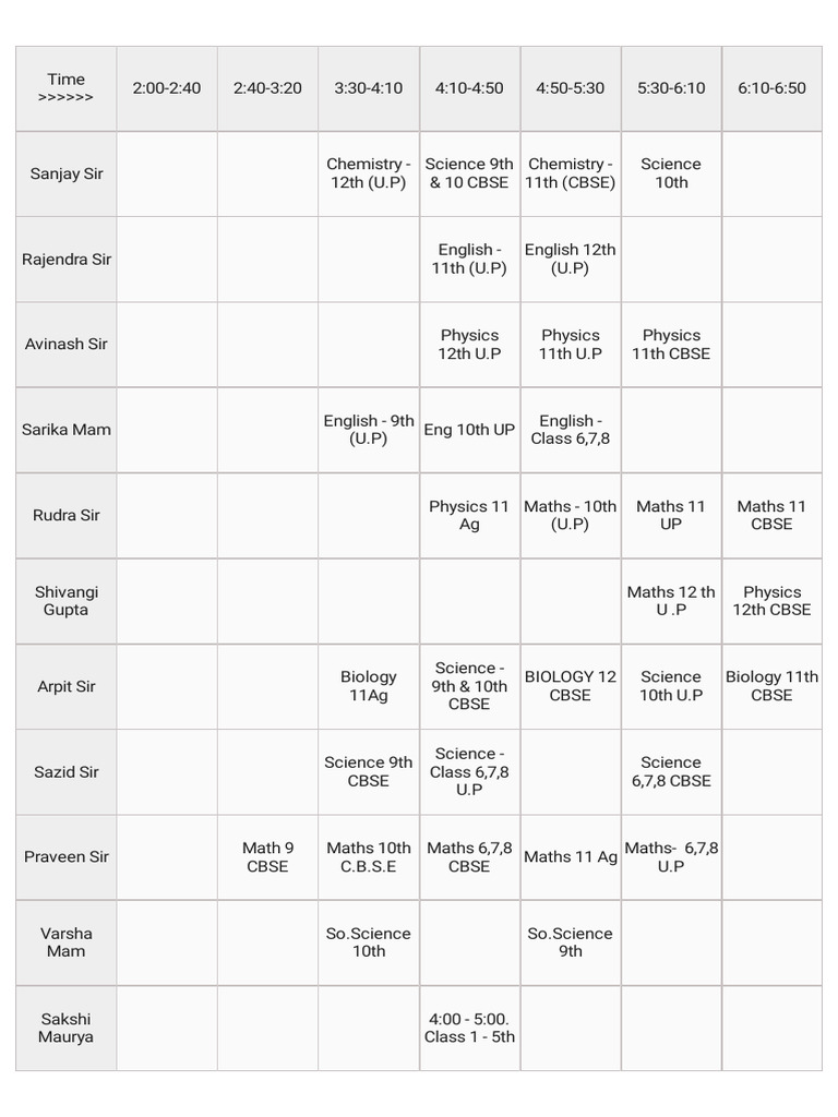 HS Coaching 202425 Timetable 01oct24 114756 | PDF