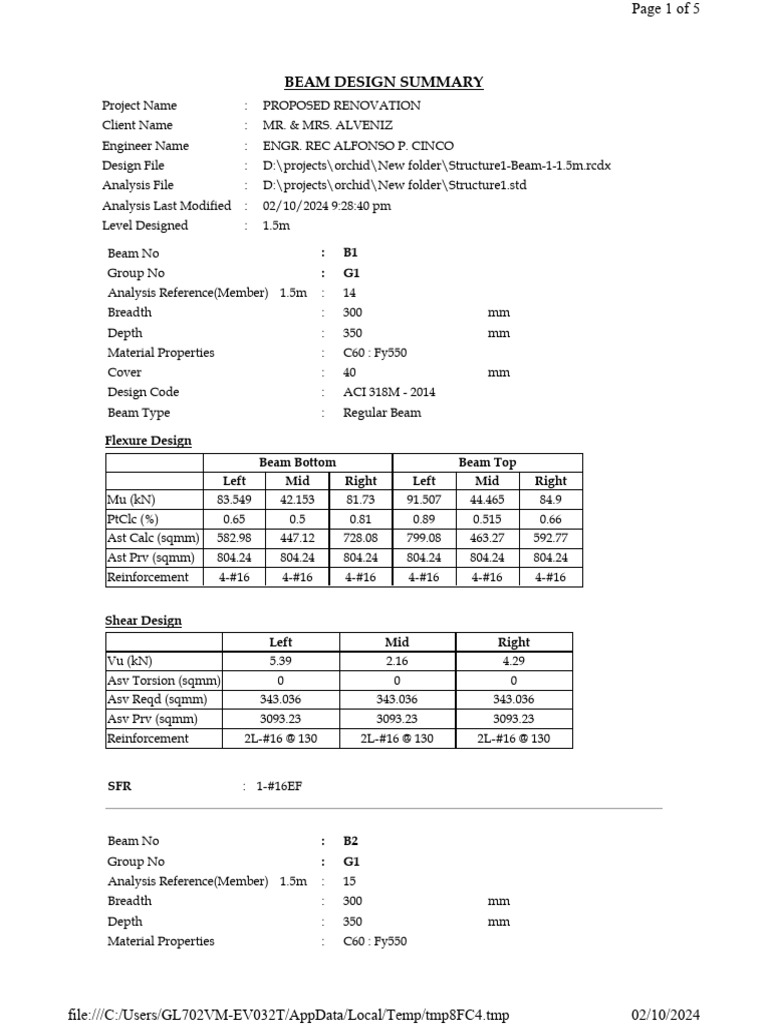 DESIGN SUMMARYtie beam | PDF
