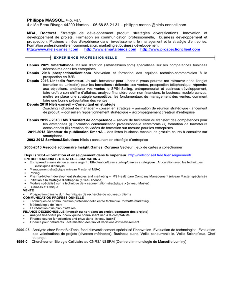 CV Philippe Mass Ol | PDF
