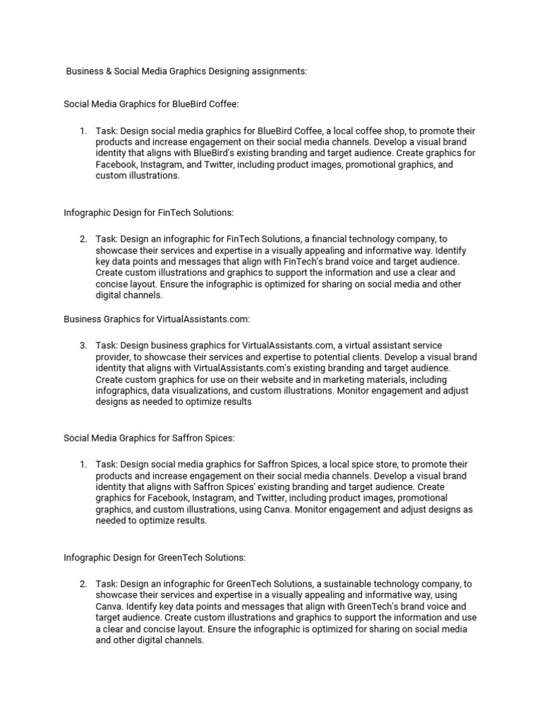 Business & Social Media Graphics Designing Assignments | PDF