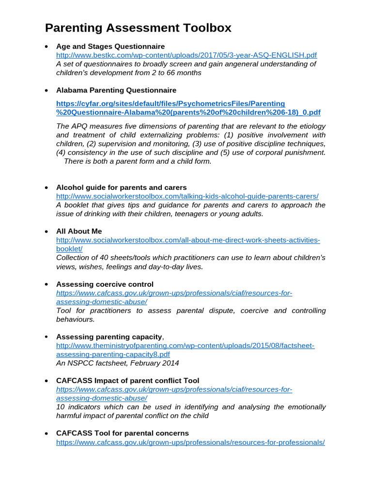 Parenting Assessment Toolkit | PDF