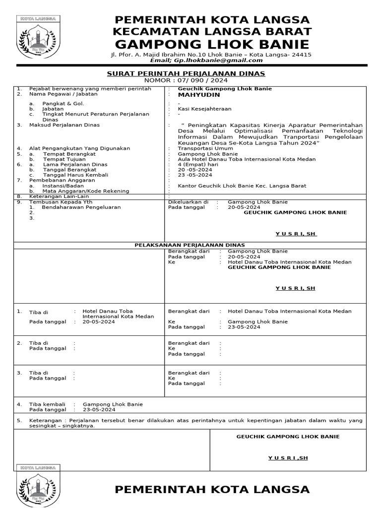 Form SPPD Medan | PDF
