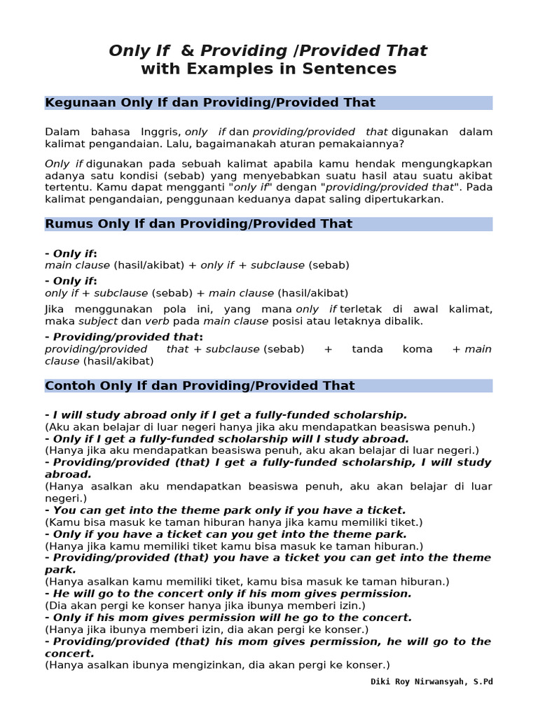 Understanding "Only If" and "Providing That" | PDF