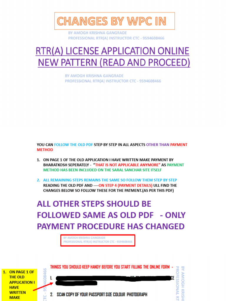 Changes in RTR (A) Licence Application | PDF