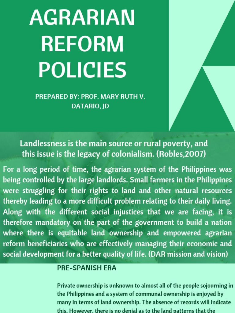 Agrarian Reform Programs | PDF