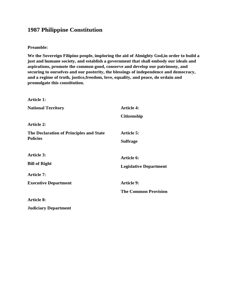 1987 Philippine Constitution | PDF