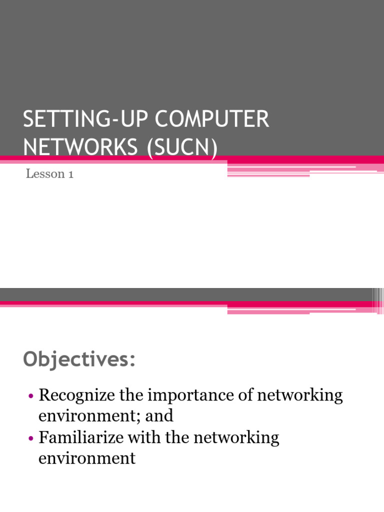 Lesson1 Setting Up Computer Networks Sucn Pdf Computer Network 4111