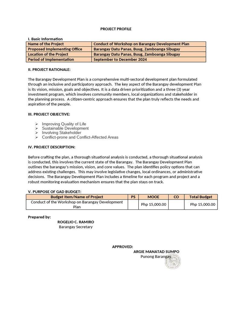 PROJECT PROFILE (BDP) | PDF