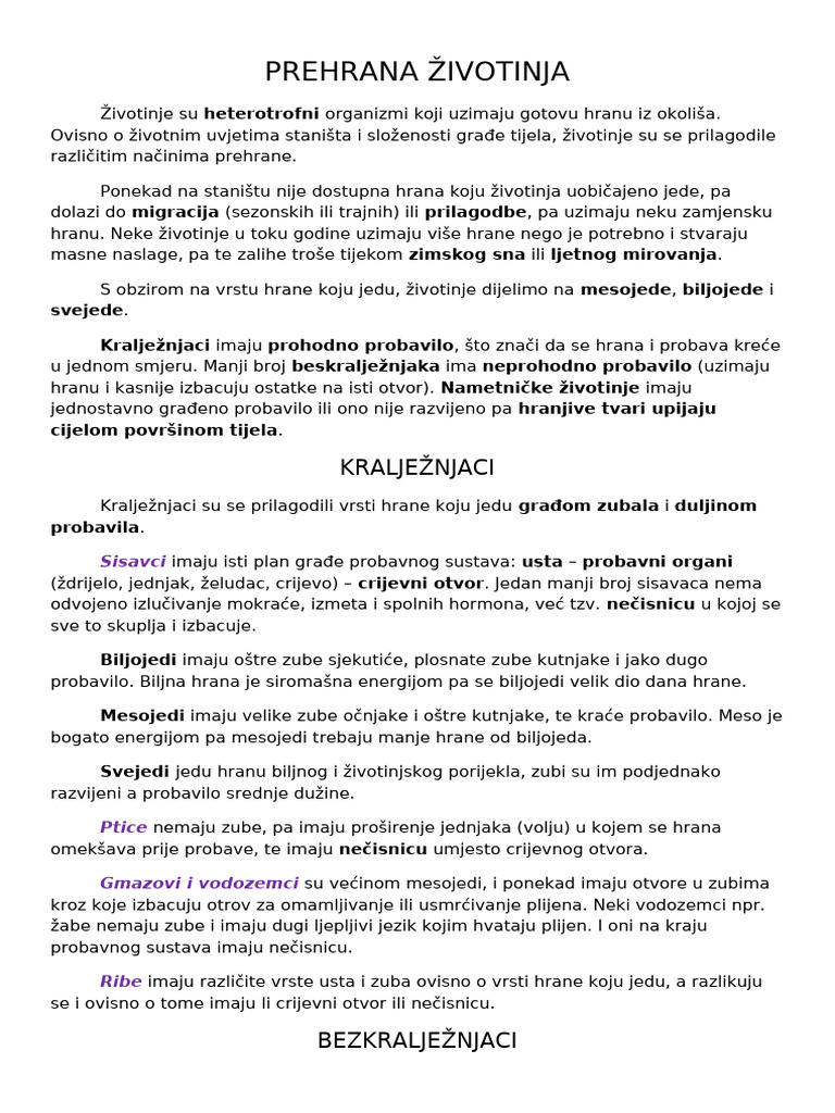 Prehrana - Biologija | PDF