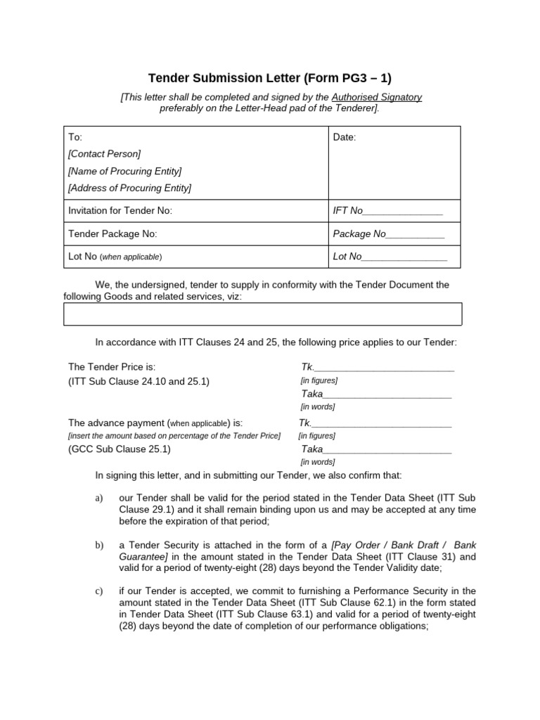 Tender Submission Letter | PDF