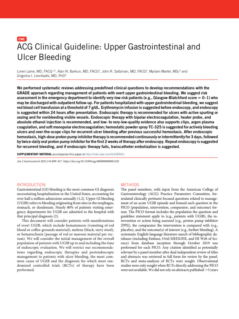 Acg Clinical Guideline Upper Gastrointestinal And.14 | PDF