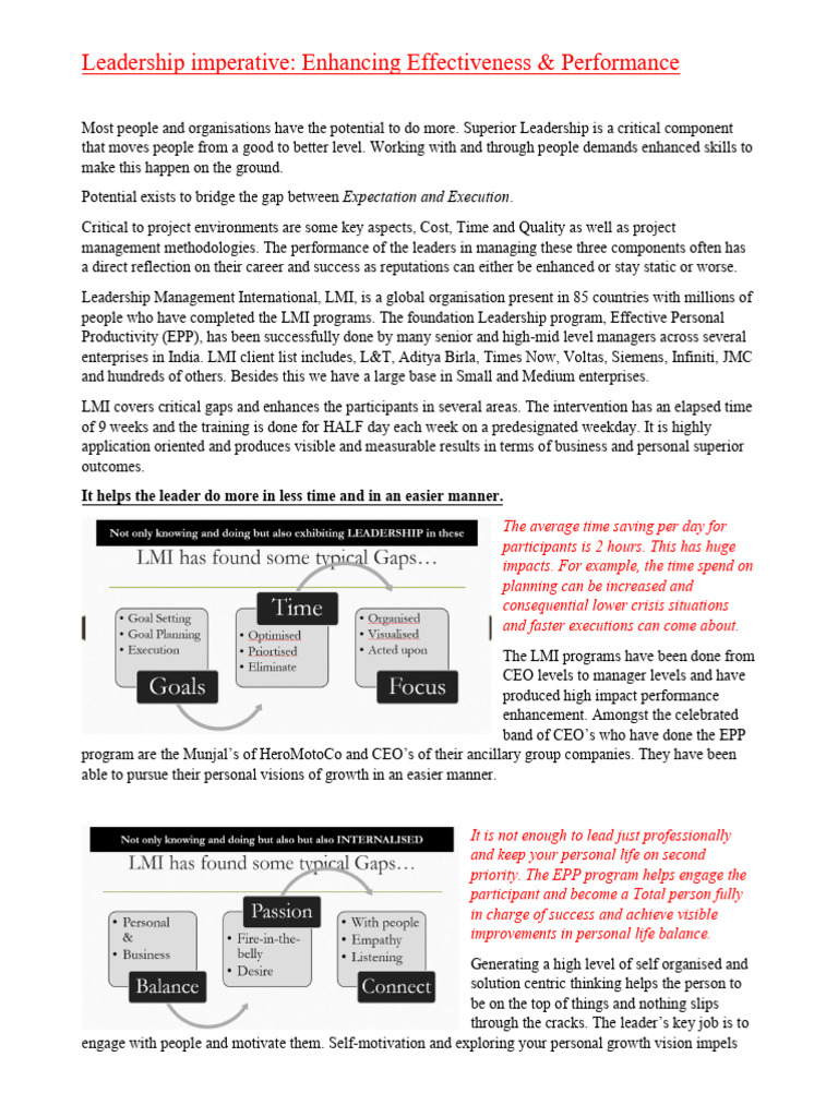 LMI EPP: Boosting Leadership Effectiveness | PDF | Leadership ...
