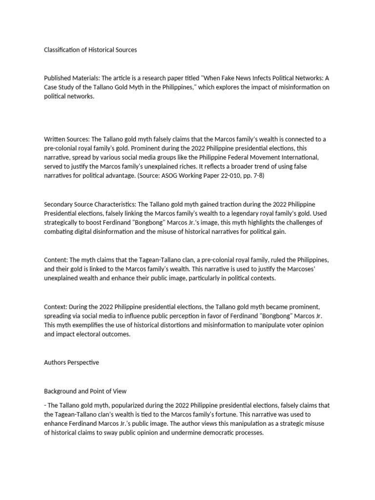 Classification of Historical Sources | PDF