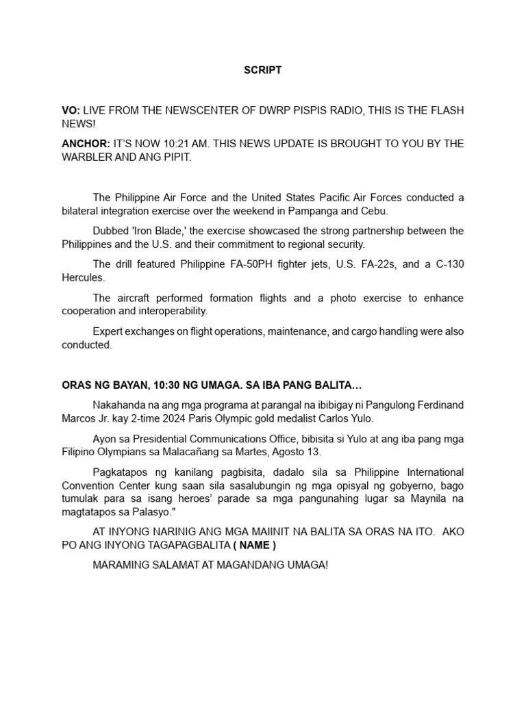 Script For Audition | PDF