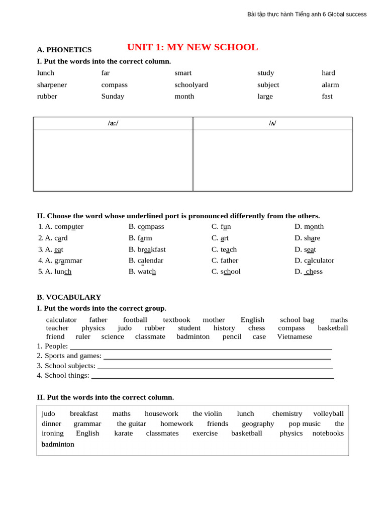 Practice Exercise For 6th Grade | PDF