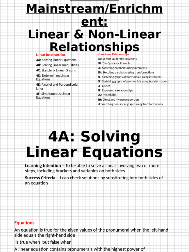 Linear & Non-Linear Relationships Slides (SAVJ) | PDF