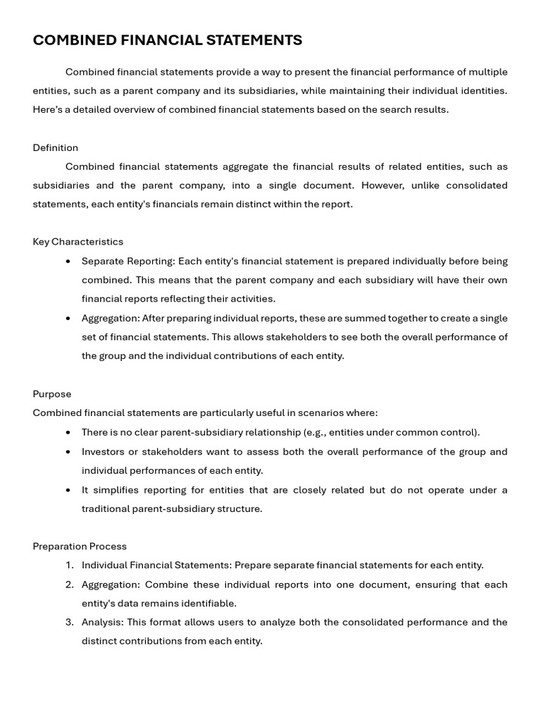 Understanding Combined Financial Statements | PDF | Financial Statement ...