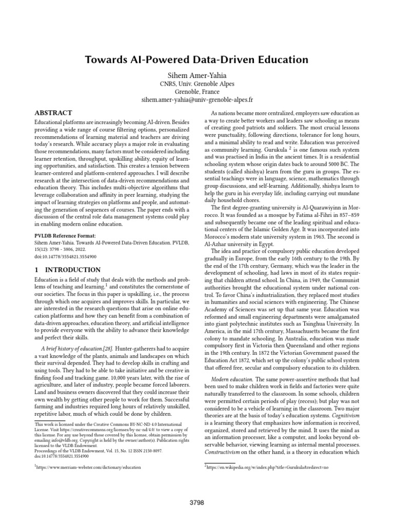 Towards AI-Powered Data-Driven Education | PDF