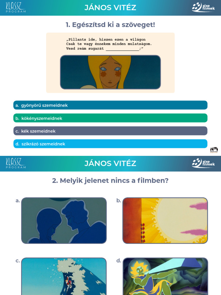 Janos Vitez Feladatlap Alapfilmek | PDF