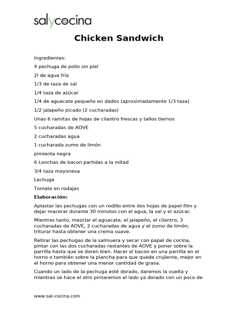 Chicken Sandwich | PDF