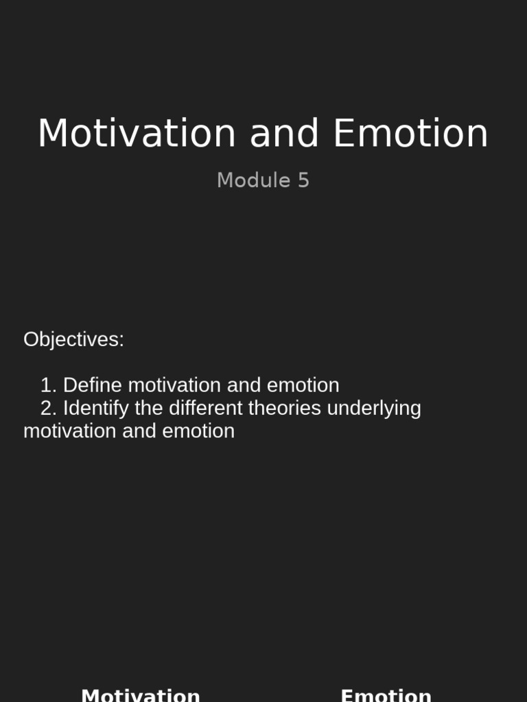 Motivation and Emotion 1 | PDF