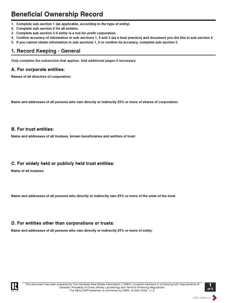 FINTRAC - Beneficial Ownership Record | PDF
