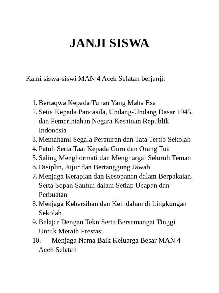 Janji Siswa | PDF