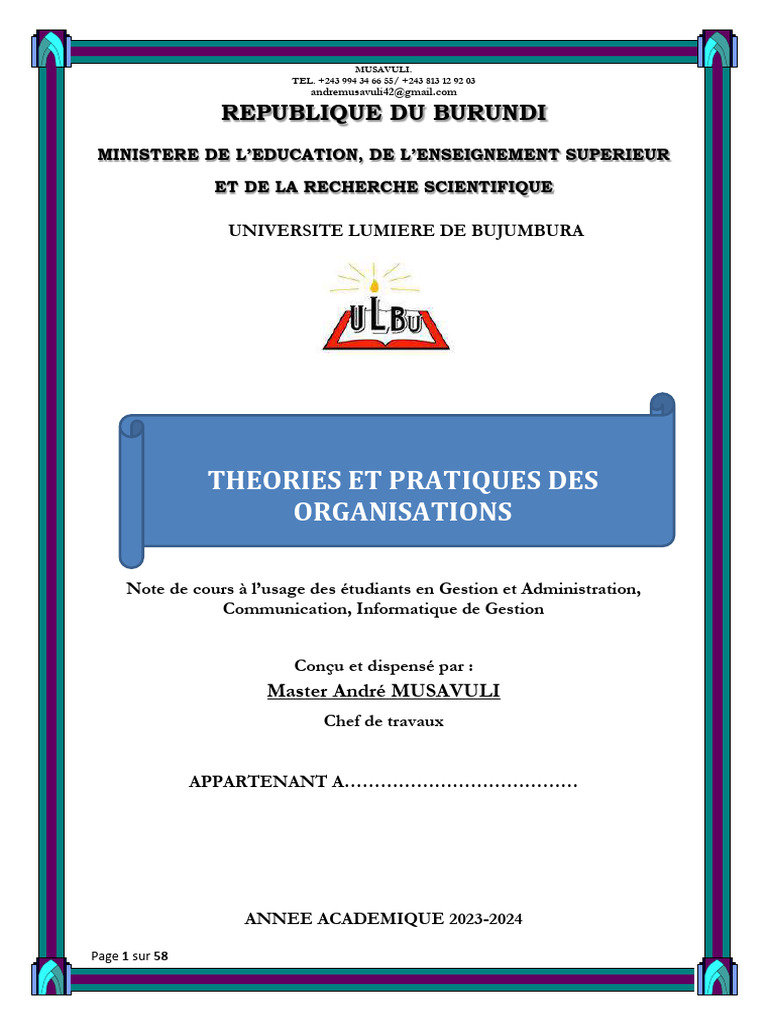 Theorie Des Orga Ulbu 2024 Ok | PDF