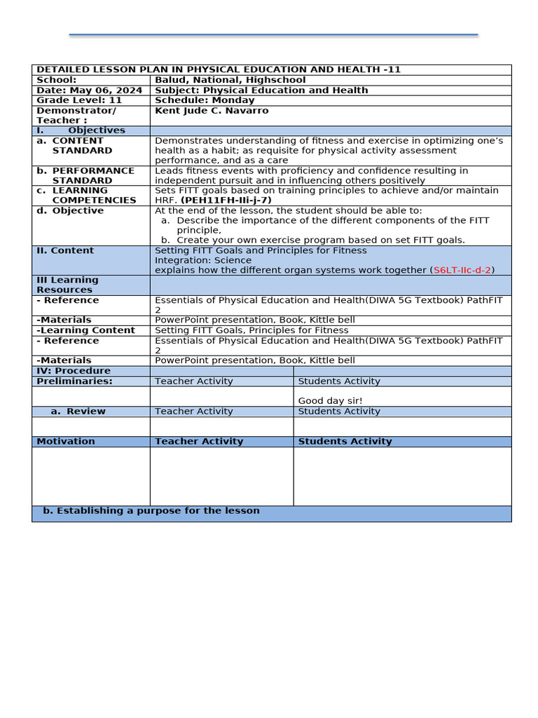 Demo Lessonplan Format | PDF