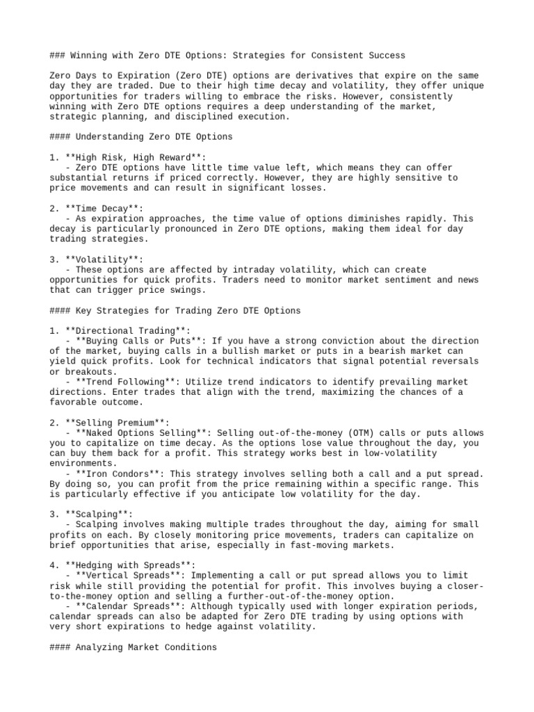 Mastering Zero DTE Options Strategies | PDF | Option (Finance ...