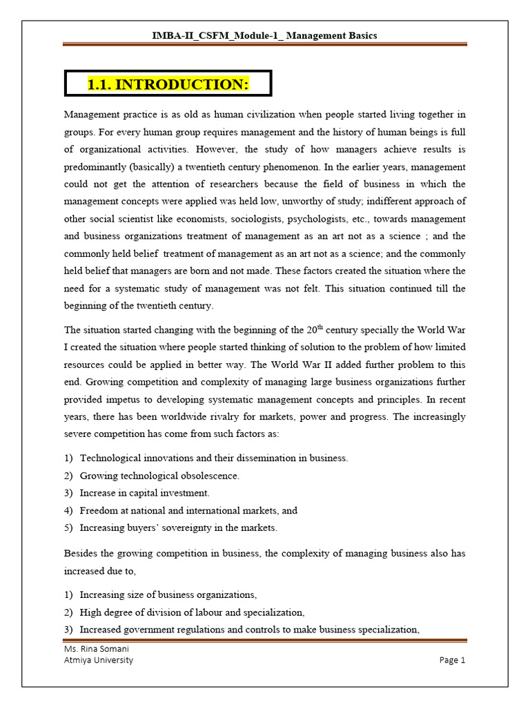 IMBA-2 CSFM Module-1 | PDF