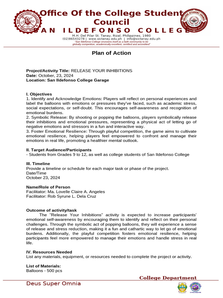 Pan of Action Release Your Inhibition -Docx | PDF