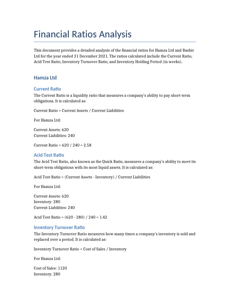 Financial Ratios Analysis 2 | PDF
