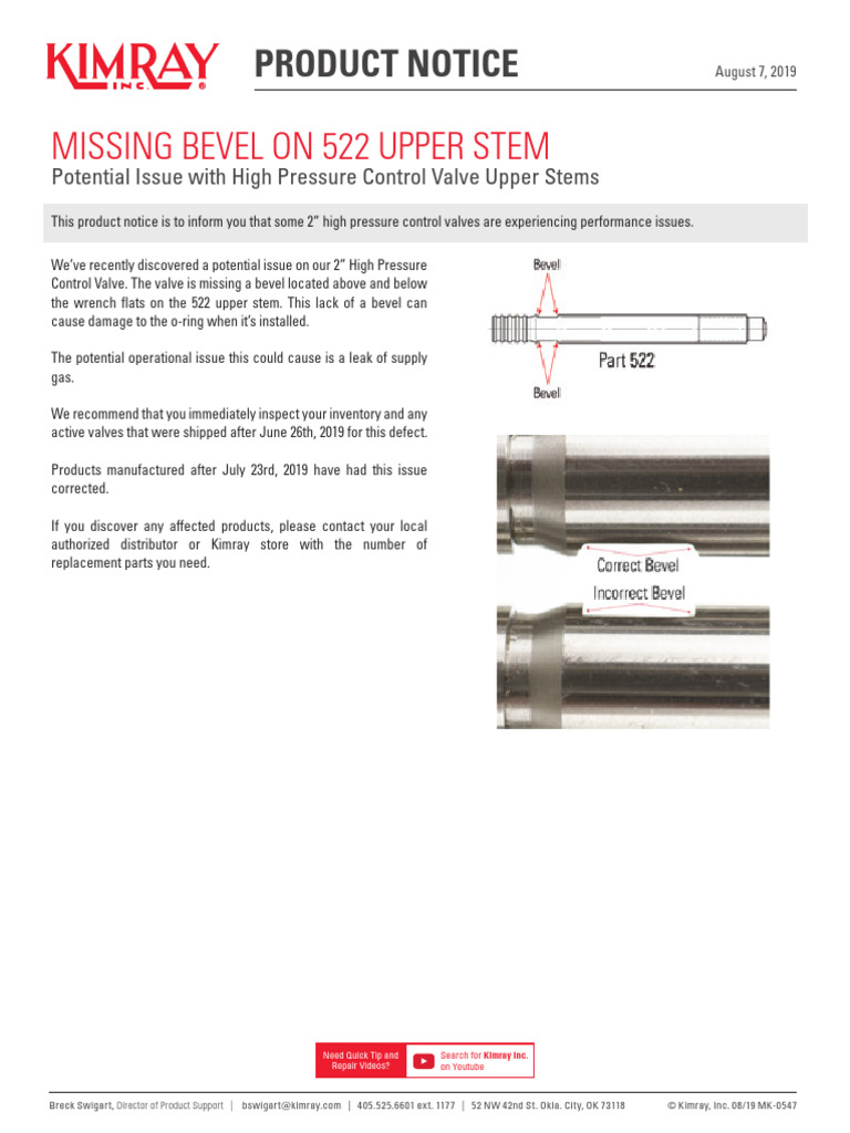 Missing Bevel - Kimray | PDF