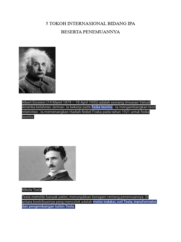 5 Tokoh Internasional Bidang Ipa Beserta Penemuannya: Fisika Teoritis | PDF