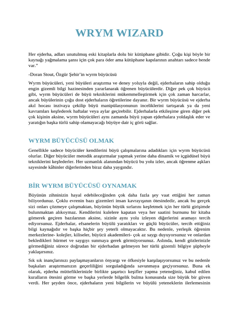 Wrym Wi̇zard TR | PDF